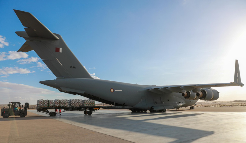 Qatari plane carrying aid for Palestinians in Gaza